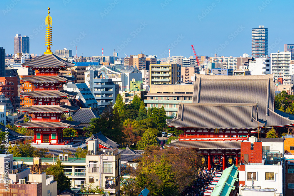 Japan. Tokyo. View of Asakusa temple from a height. Temples Of Japan ...