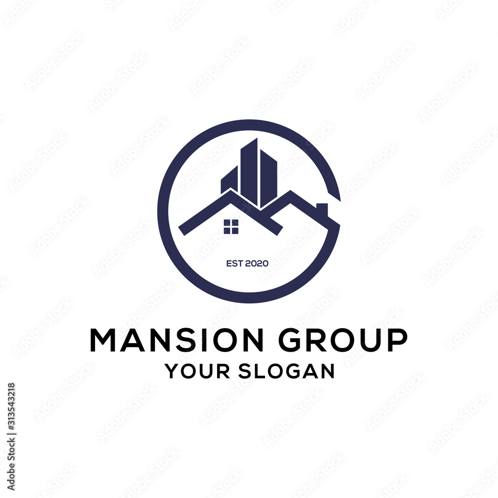 Mansion group logo design, real estate logo vector Stock Vector | Adobe ...