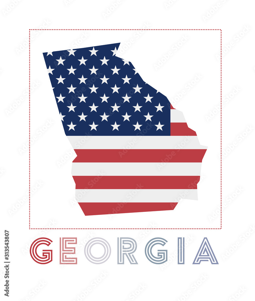 Georgia Logo. Map of Georgia with us state name and flag. Attractive ...