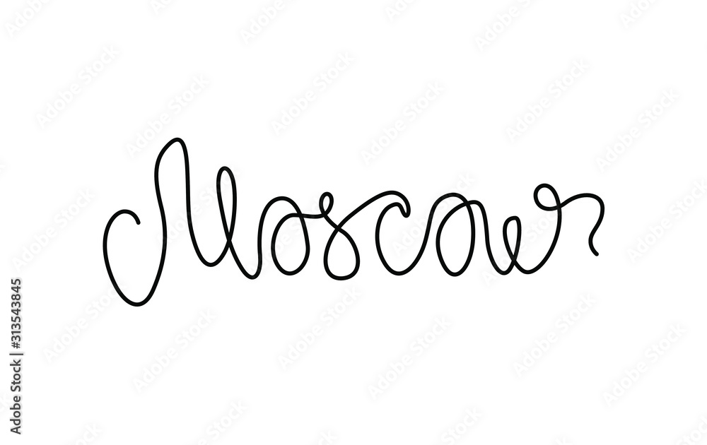 Moscow inscription continuous line drawing, hand lettering small tattoo ...