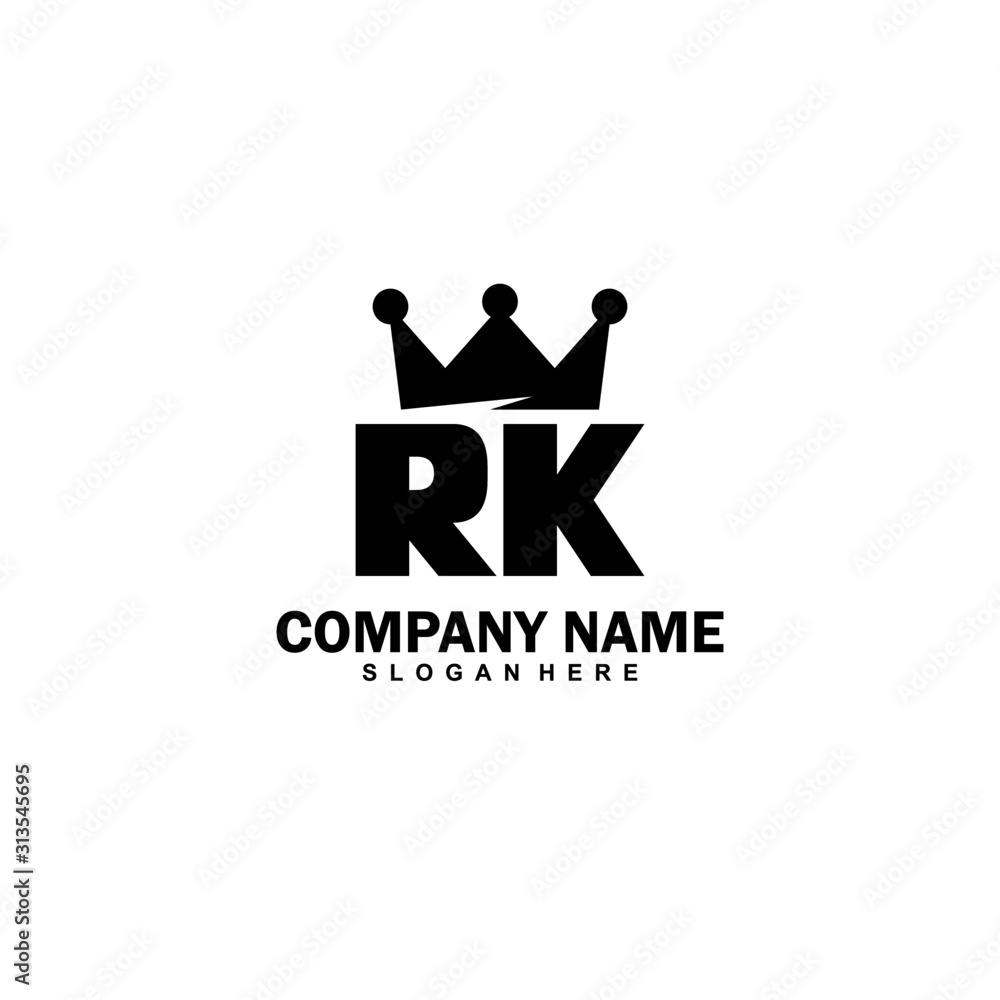 LETTER RK INITIAL WITH CROWN TEMPLATE LOGO Stock Vector | Adobe Stock