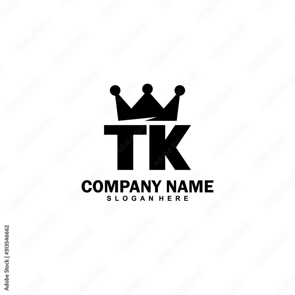 LETTER TK INITIAL WITH CROWN TEMPLATE LOGO Stock Vector | Adobe Stock