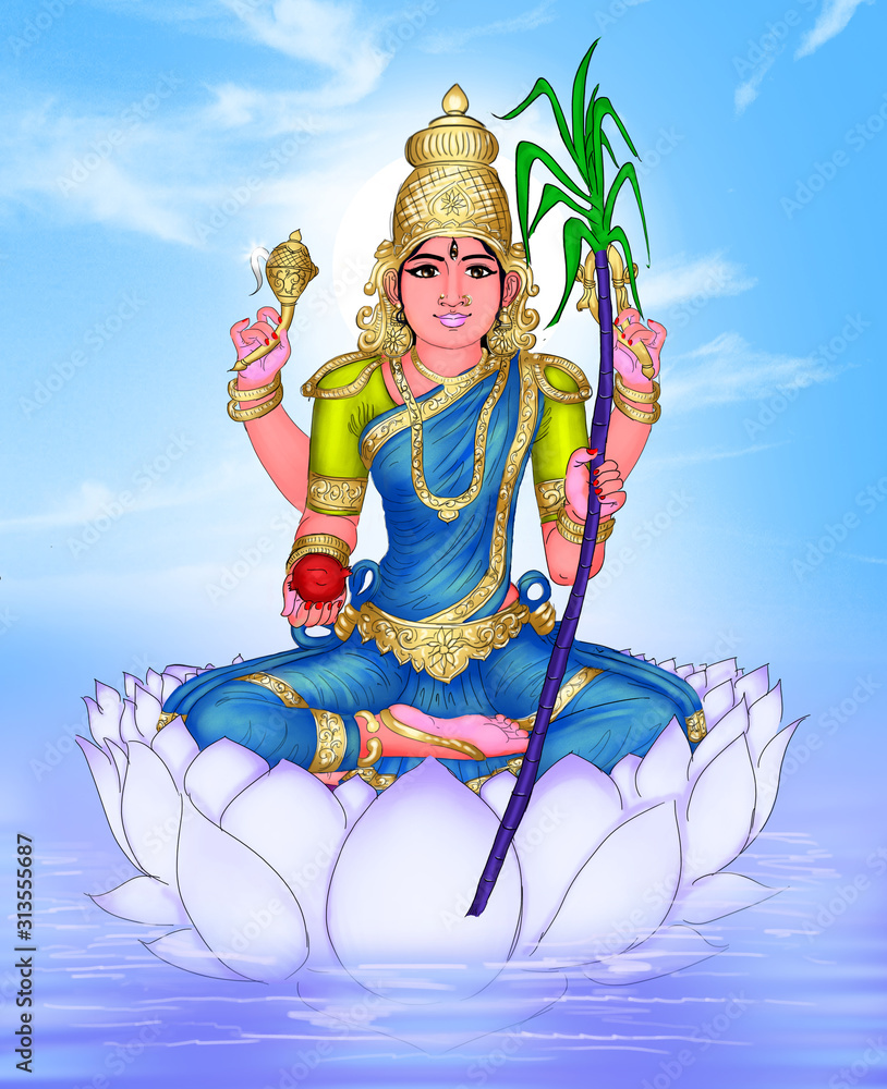 Vajreshwari Devi, a Hindu goddess Stock Illustration | Adobe Stock