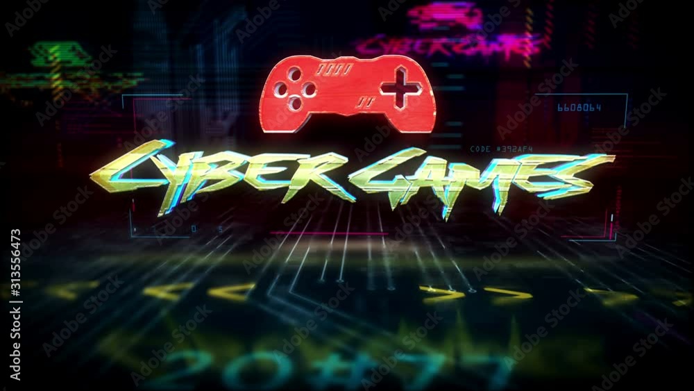 Cyber games in futuristic city cyberpunk style illustration. Modern ...