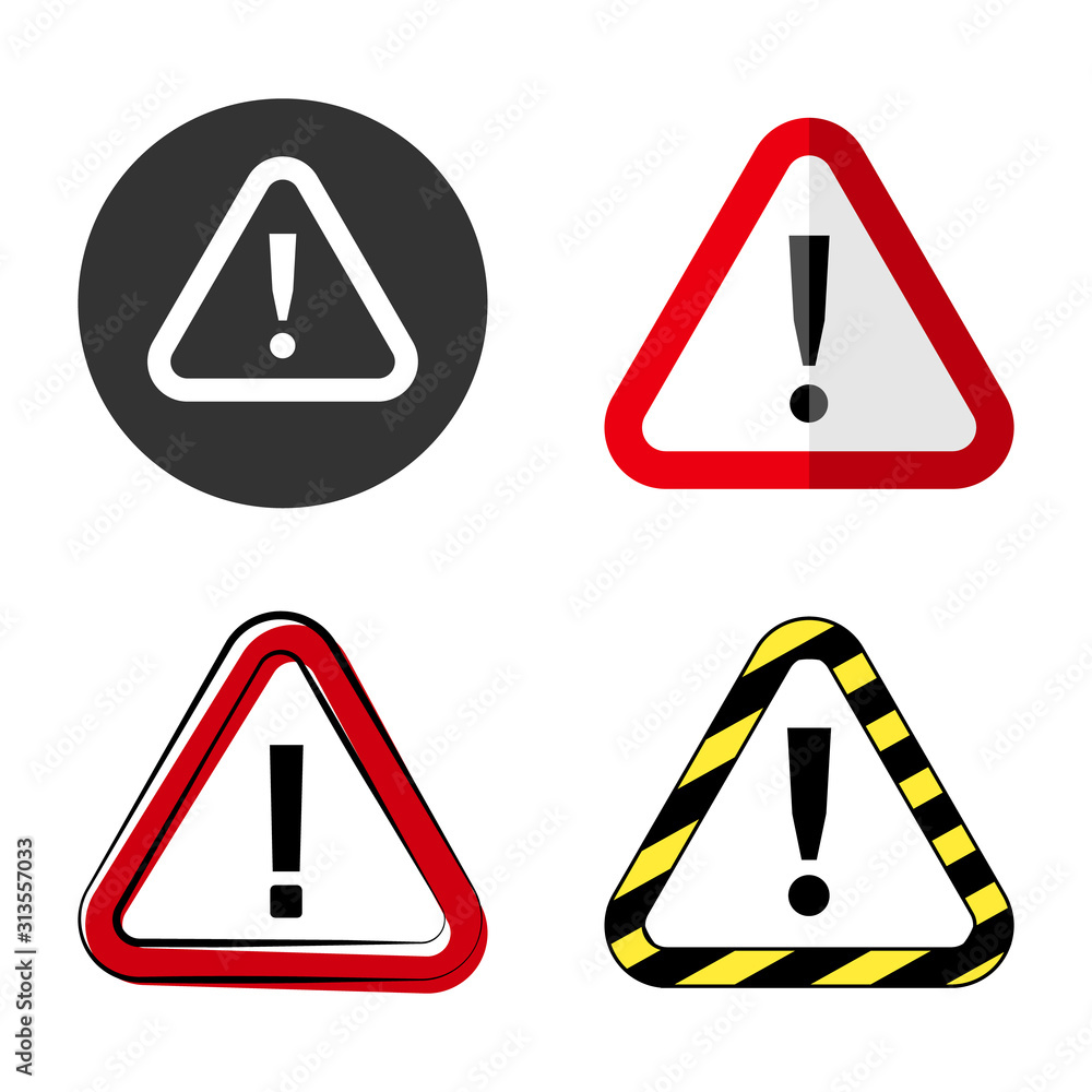Attention signs collection. Caution, alert or danger symbols Stock ...