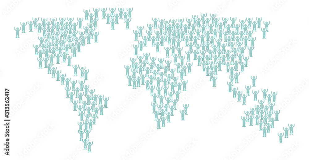 People world map made up of a crowd of human figures Stock Vector ...