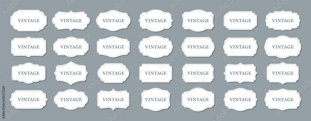 Big set of vintage Ornamental frames. Vintage labels. Sticker. Retro ...