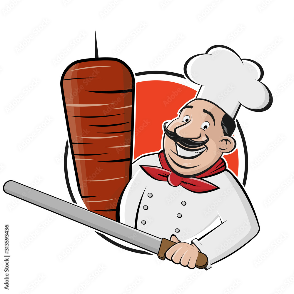 funny cartoon doner logo illustration Stock Vector | Adobe Stock