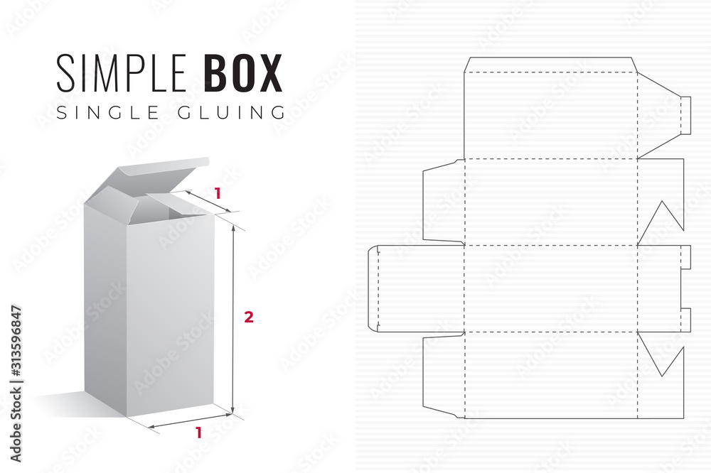 Simple Packaging Box Die Cut Double Height Template with 3D Preview ...