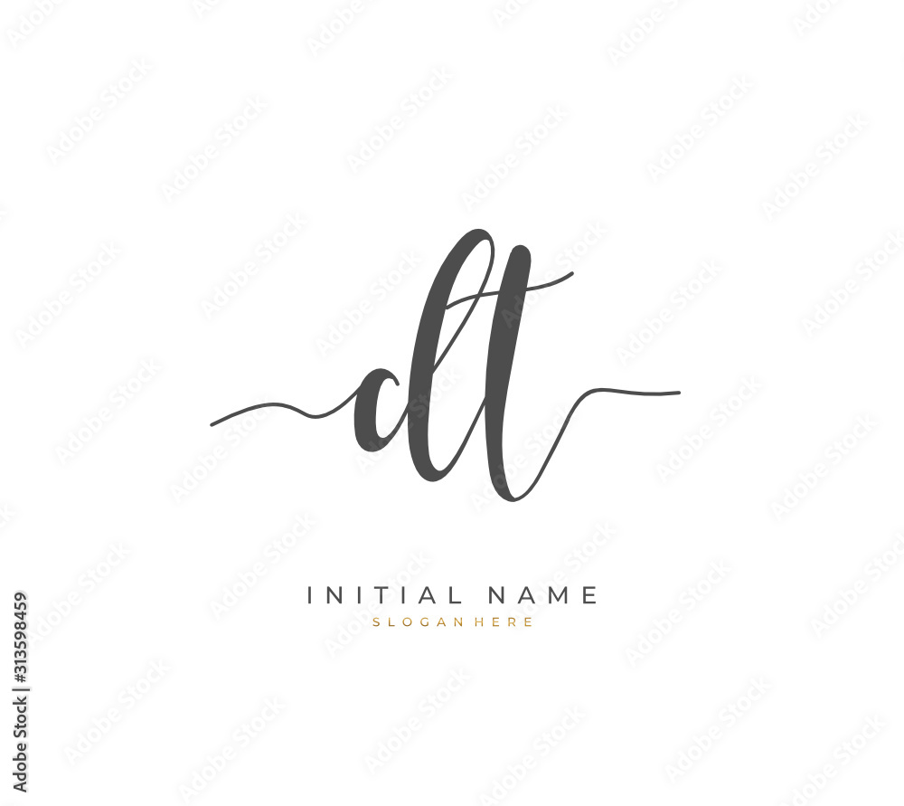 Handwritten initial letter D T DT for identity and logo. Vector logo ...