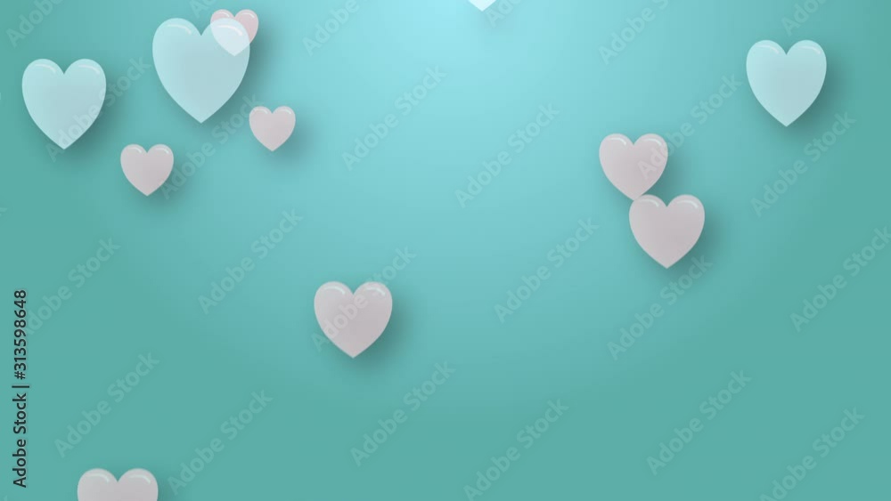 Flying hearts on a transparent background. 2d illustrated animation ...