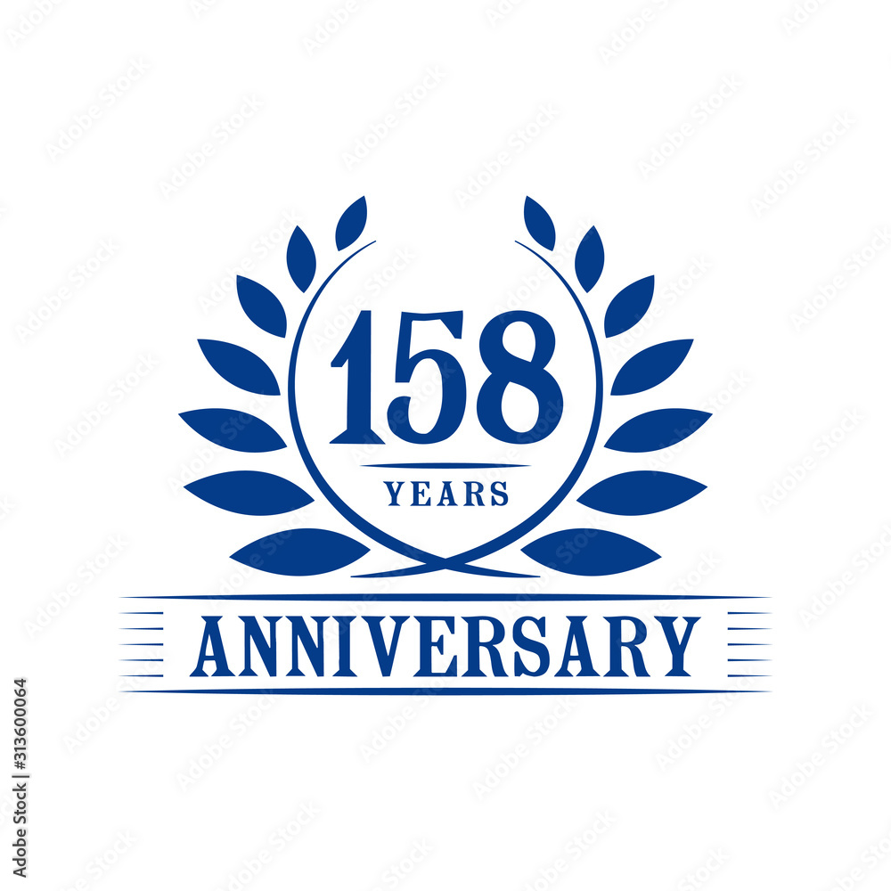 Vetor de 158 years logo design template. One hundred fifty eighth ...