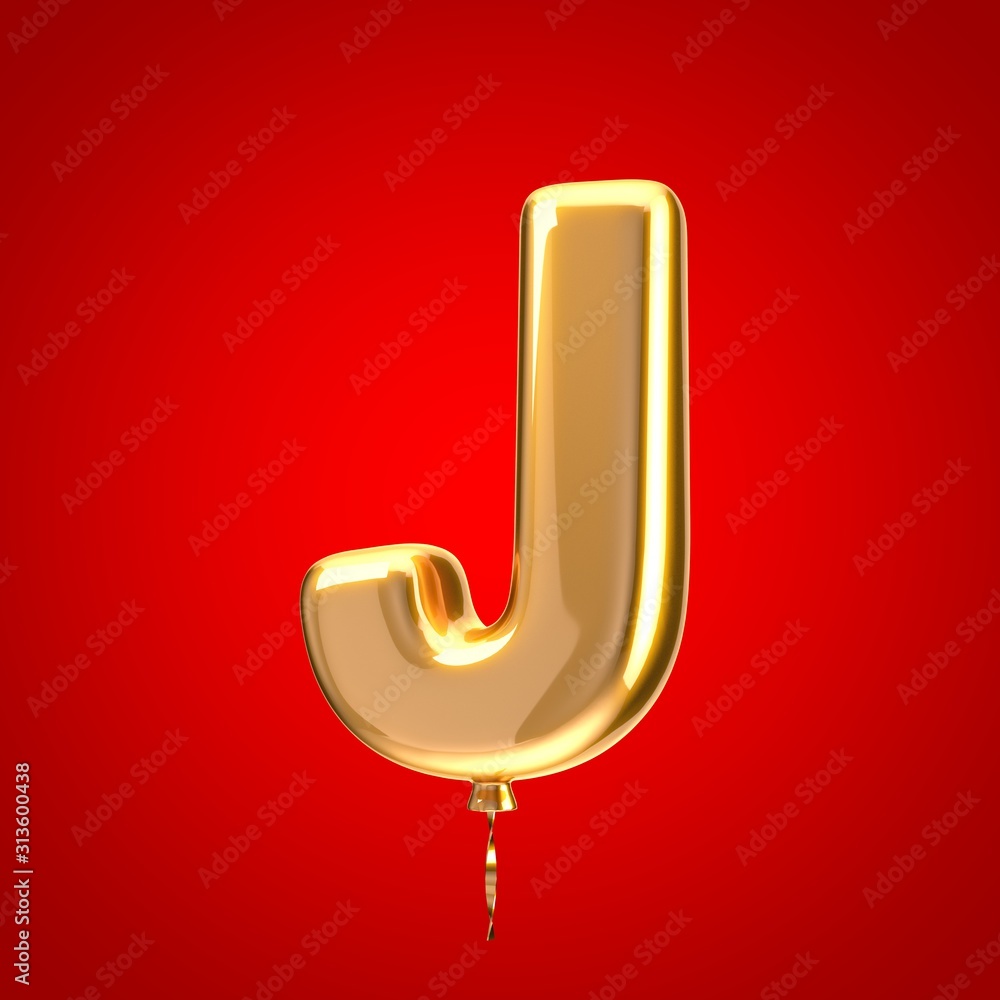 Gold balloon font letter J uppercase Stock Illustration | Adobe Stock