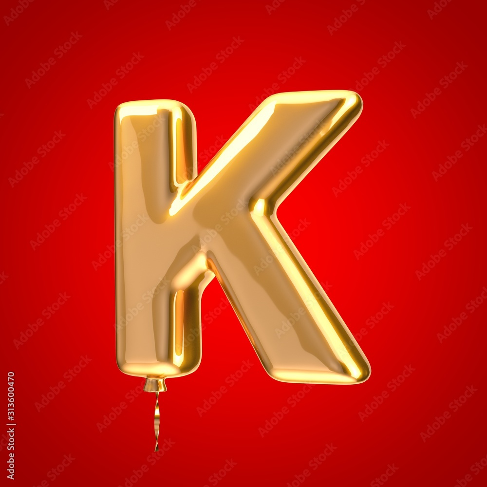 Gold balloon font letter K uppercase Stock Illustration | Adobe Stock