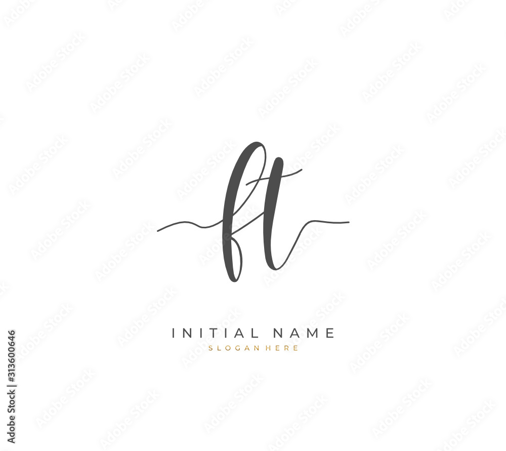 Handwritten initial letter F T FT for identity and logo. Vector logo ...