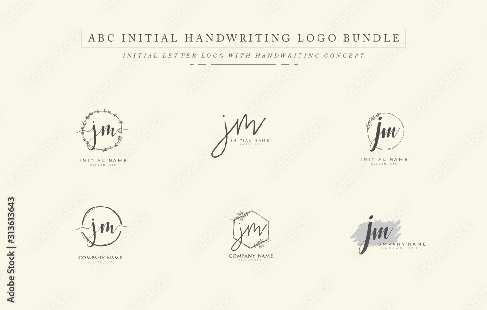 Initial Letter J M Jm Bundle For Identity And Logo Vector Logo Template With Handwriting And