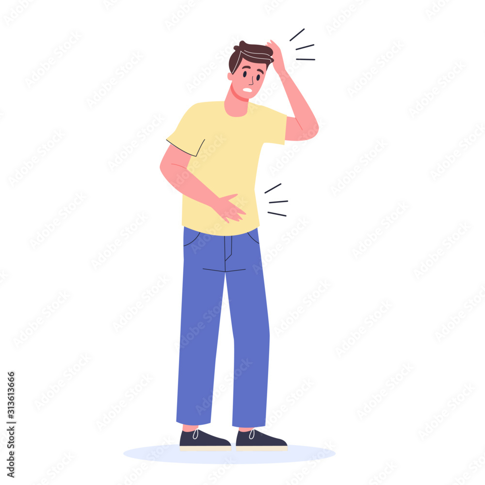 Man with disease symptoms set on white background Stock Vector | Adobe ...