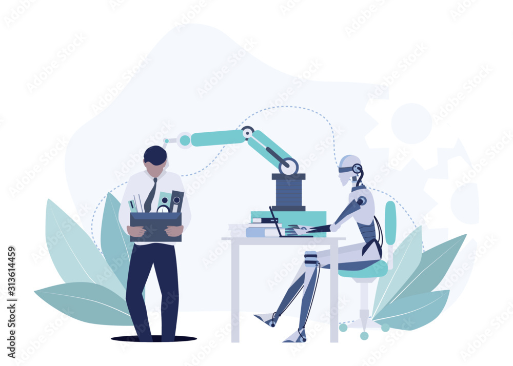 Robot vs human business concept Stock Vector | Adobe Stock