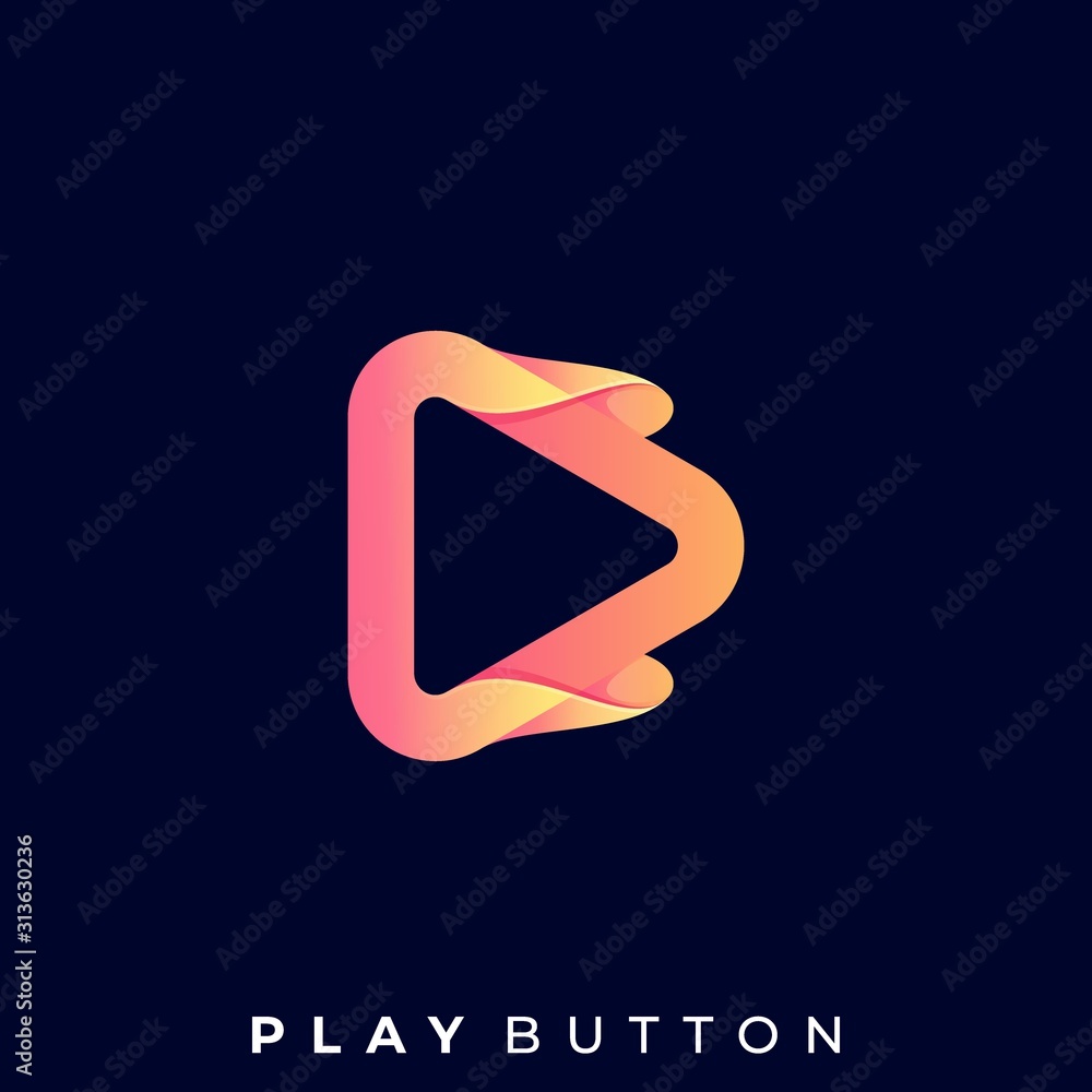 Play Button Illustration Vector Template Stock Vector | Adobe Stock