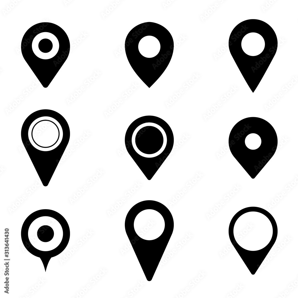 map pointers set. Cartography markers. Geo labels collection Stock ...