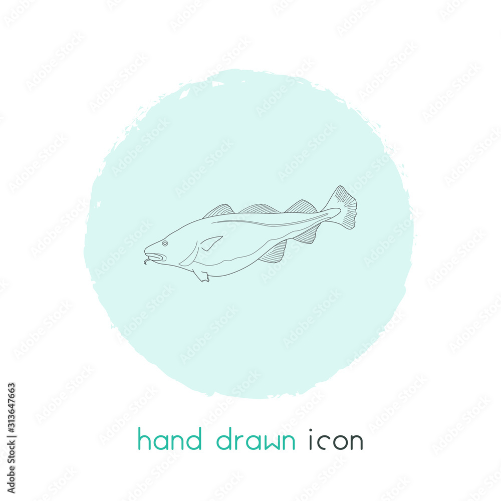 Cod fish icon line element. Vector illustration of cod fish icon line ...