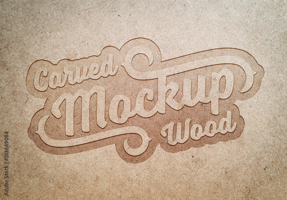 Carved Wood Text Effect Mockup Stock Template | Adobe Stock