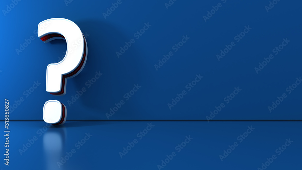Question mark on blue background. 3D rendering Stock Illustration ...