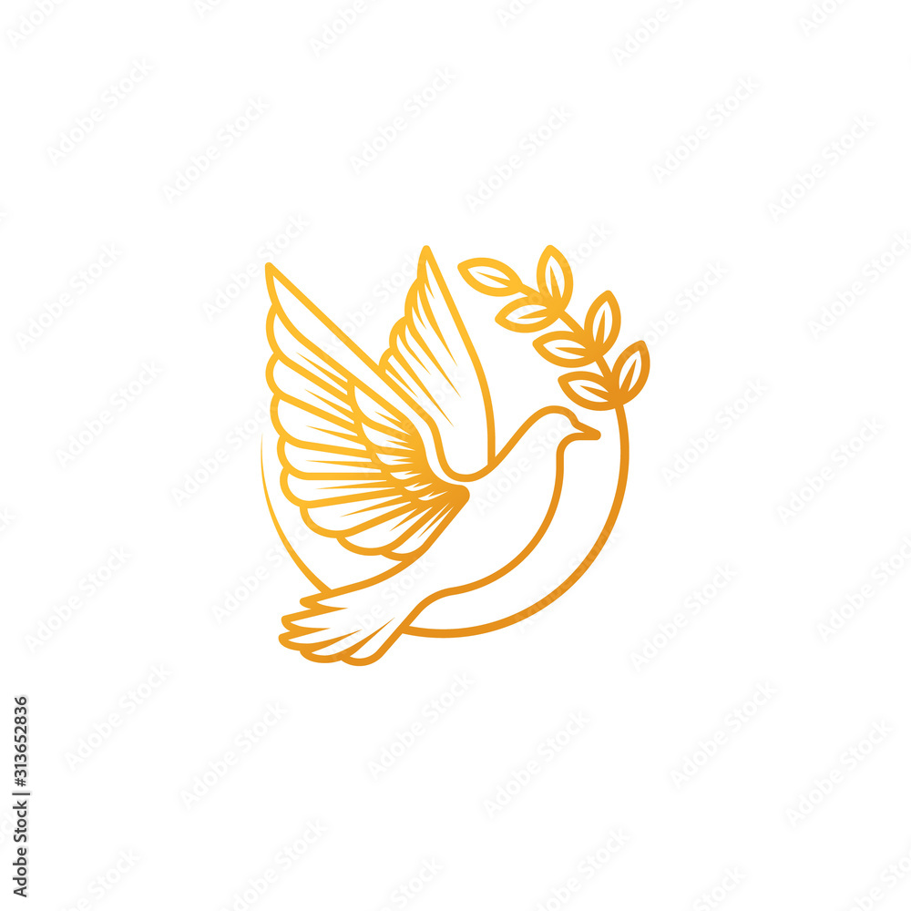 Dove Logo icon vector illustration. Abstract Line art of a flying dove ...