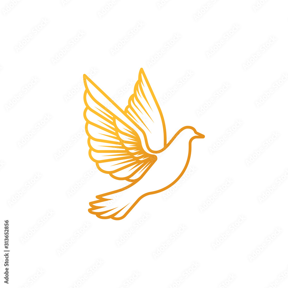 Dove logo icon Vector. Abstract Flying dove logo elegant silhouette ...