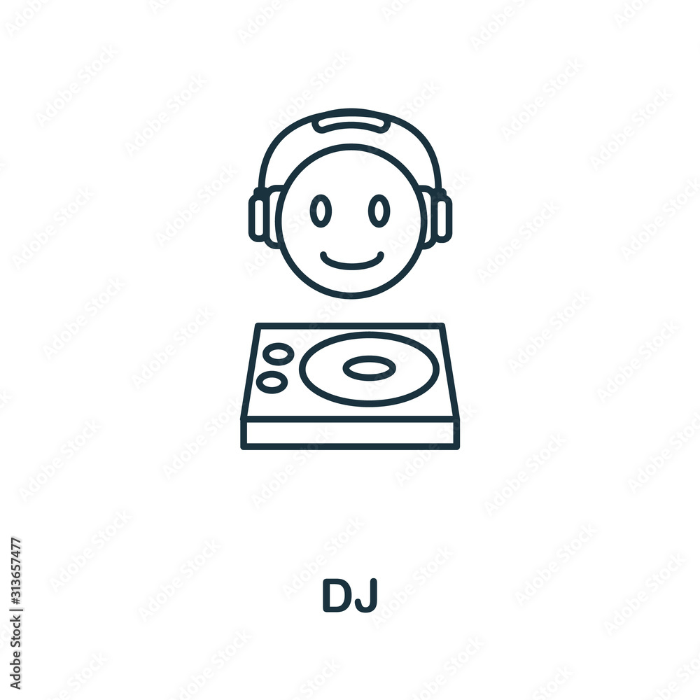 Dj icon from party collection. Simple line element Dj symbol for ...