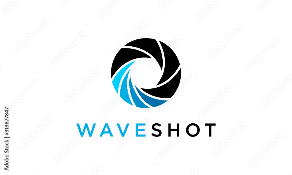 wave sea ocean shot camera lens photography logo design Stock Vector ...
