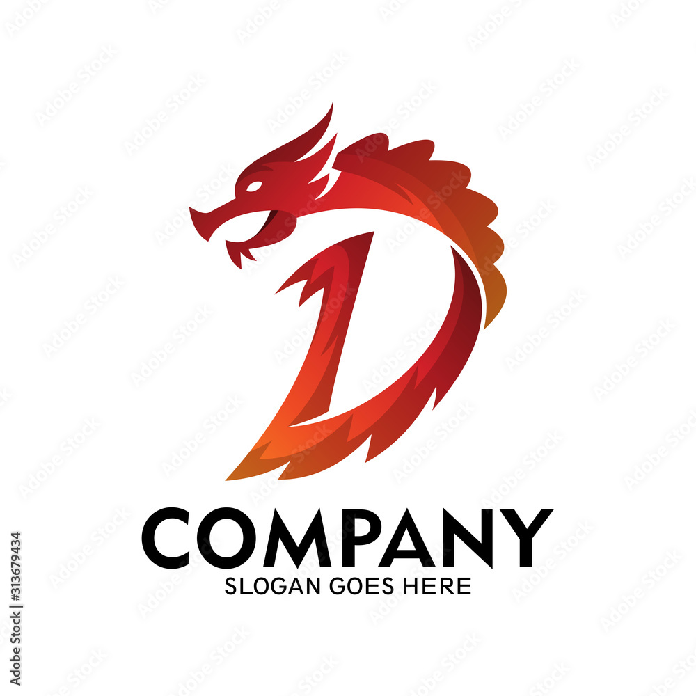 initial letter D and dragon logo, letter D for the initial of the ...