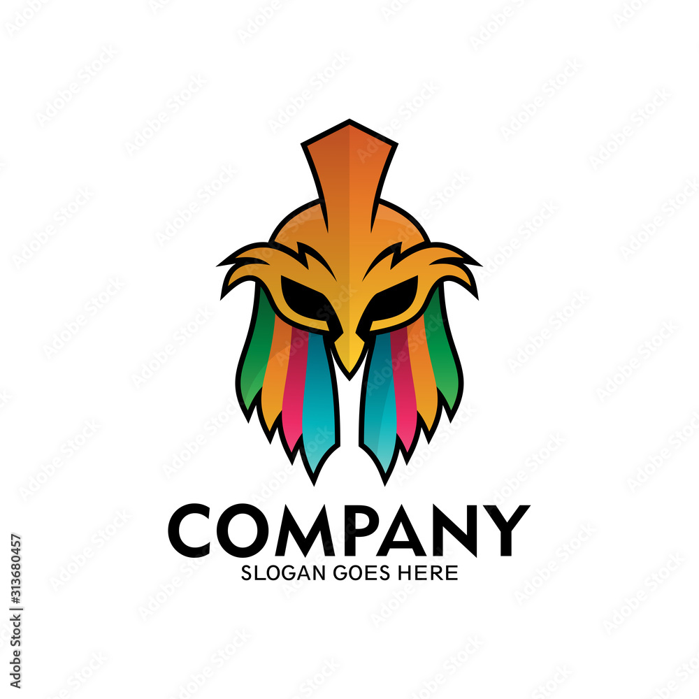 SPARTAN helmet with owl characters, Achilles warrior masks, and ...