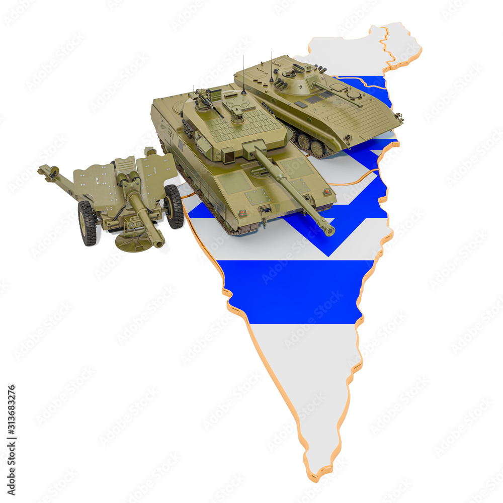 Combat vehicles on Israeli map. Military defence of Israel concept, 3D ...