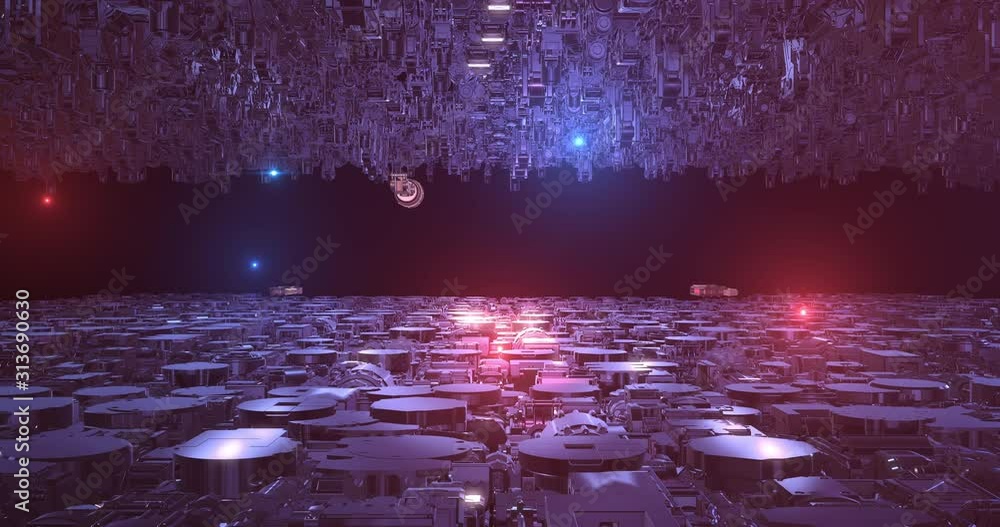 Alien Spaceship Fleet Slowly Moving Forward In Infinite Space ...