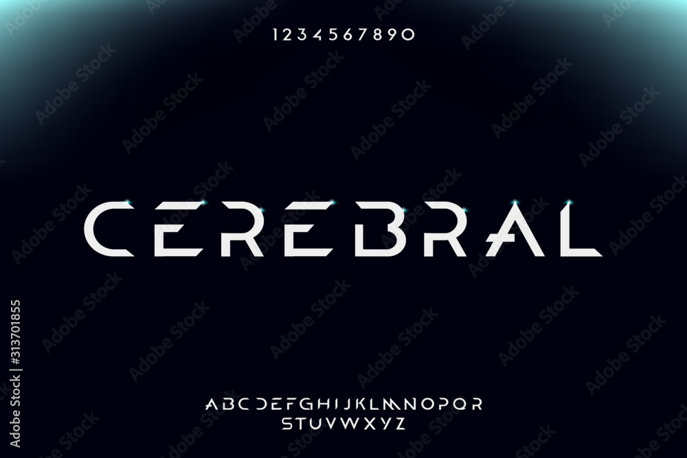 Cerebral, an Abstract technology theme typography alphabet font ...