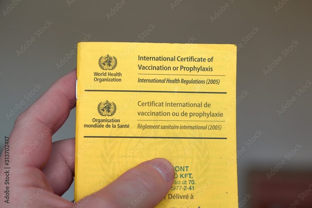 BOGOTA, COLOMBIA - Circa 2019: Vaccination certificate booklet issued ...