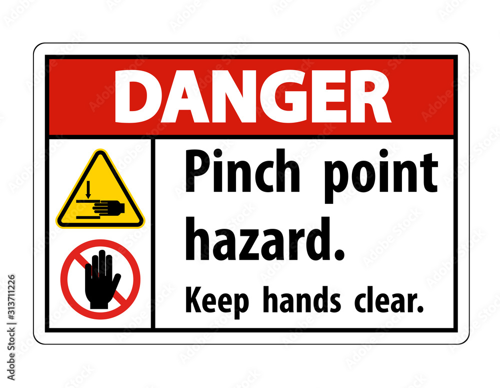 Danger Pinch Point Hazard,Keep Hands Clear Symbol Sign Isolate on White ...