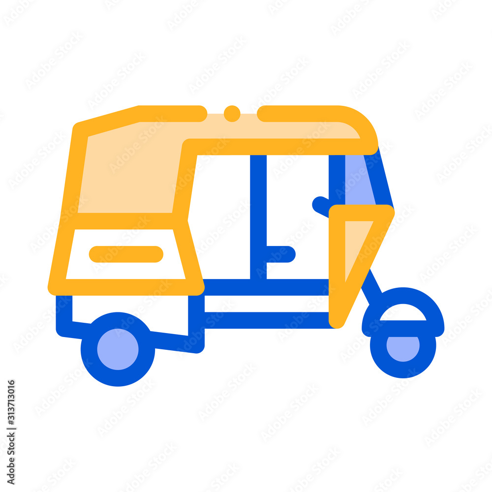 Public Transport Rickshaw Vector Thin Line Icon. Indian Tuk Tuk ...