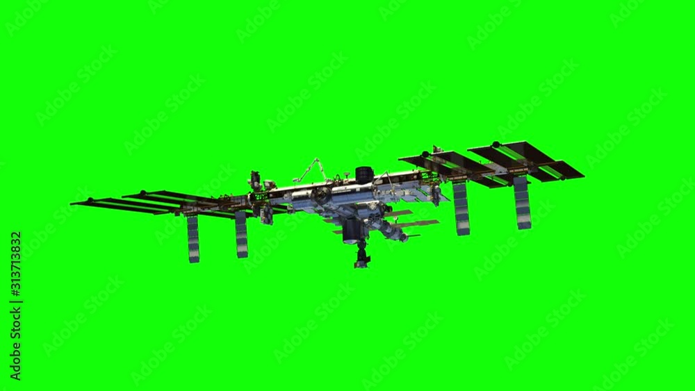 International Space Station Rotates Solar Panels. Green Screen. 4K ...