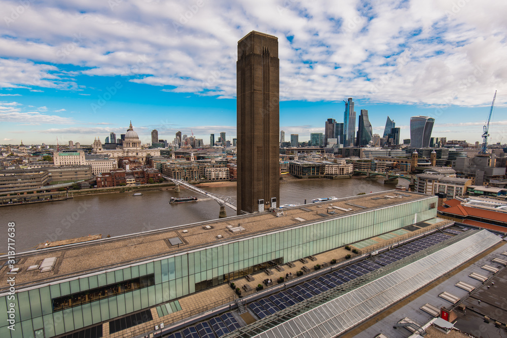 Aerial View of City of London From the Tate Modern Observation Deck ...