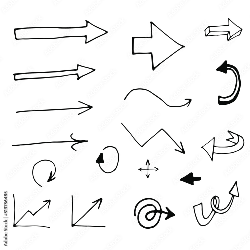 Vector doodle arrow set of arrow. Isolated symbols, design elements ...