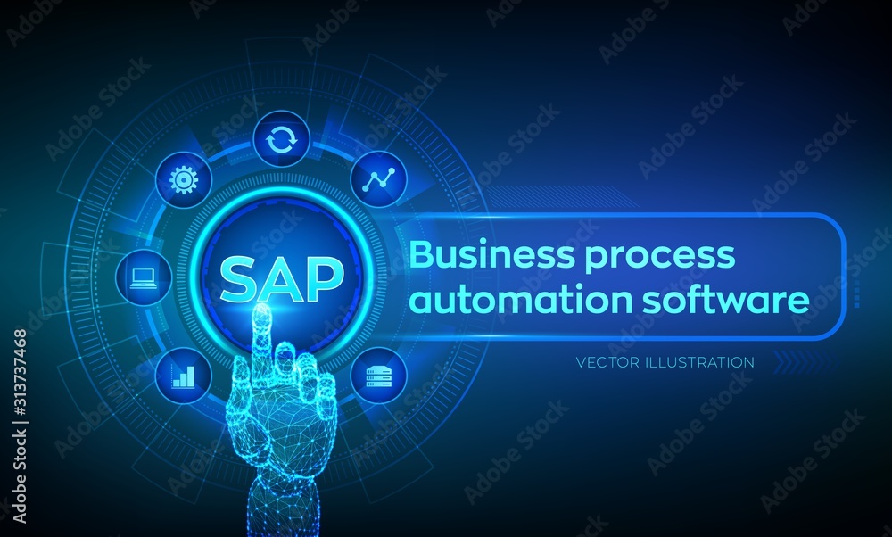 Vetor de SAP Business process automation software. ERP enterprise ...