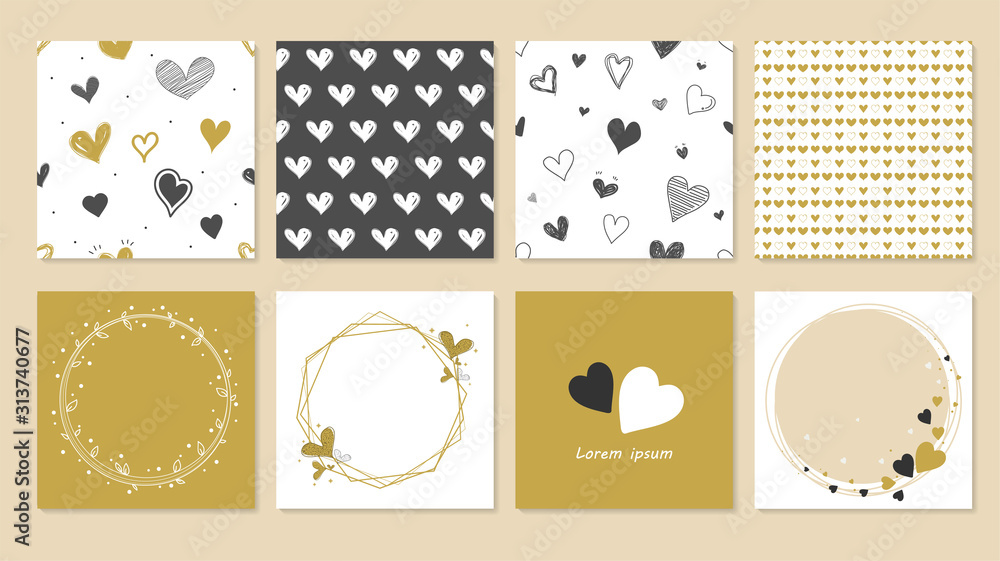 Set vector of heart design for wedding cards or various invitation ...