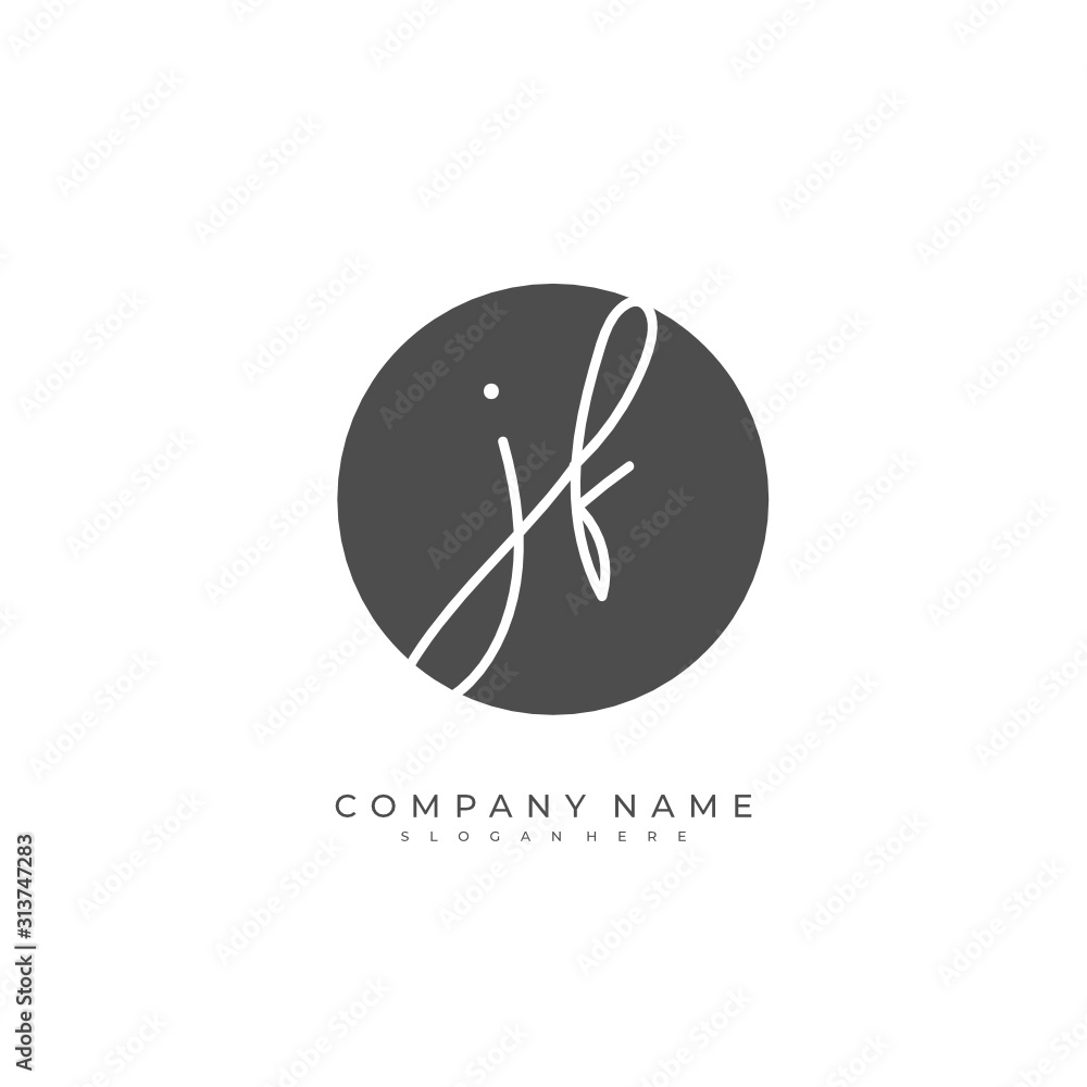Handwritten initial letter J F JF for identity and logo. Vector logo ...