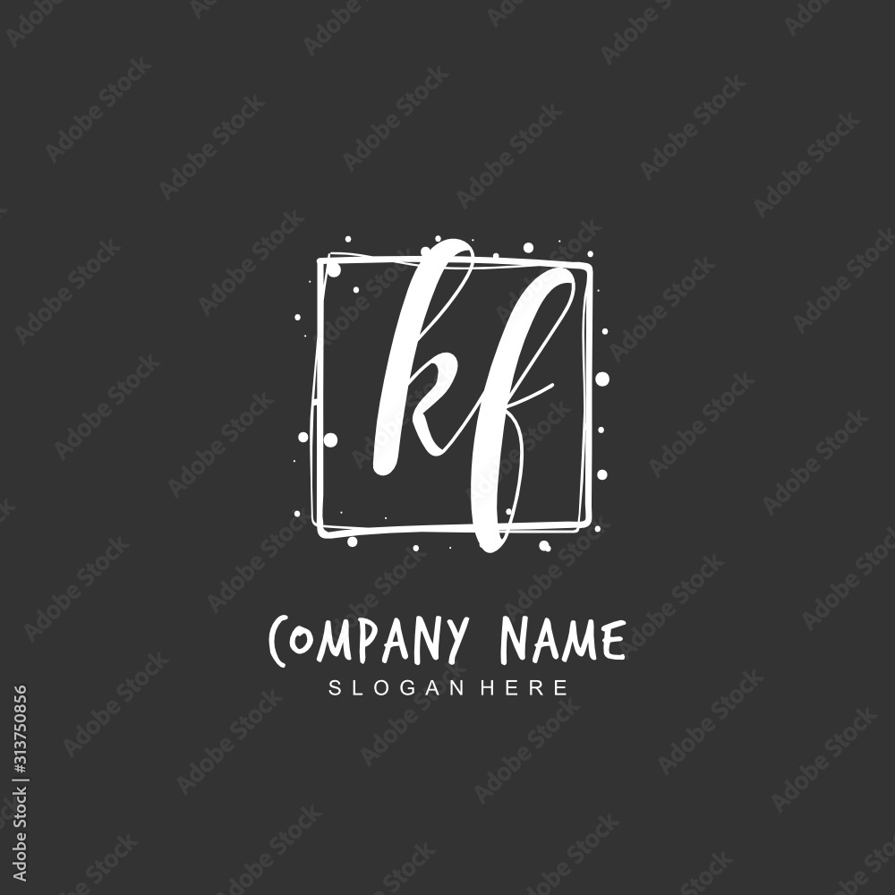 Handwritten initial letter K F KF for identity and logo. Vector logo ...