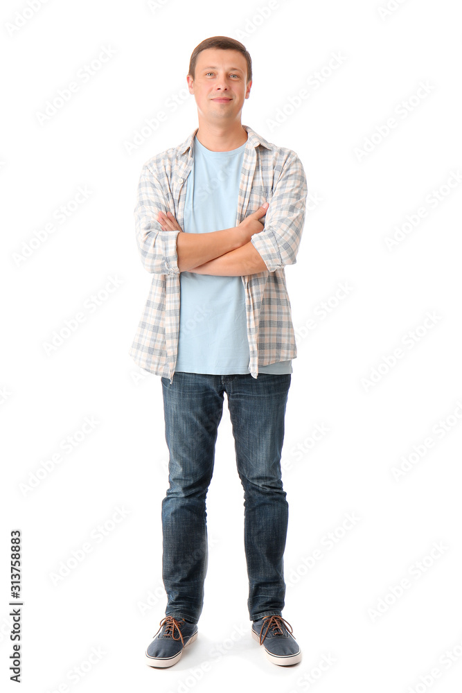 Portrait of handsome man on white background Stock Photo | Adobe Stock