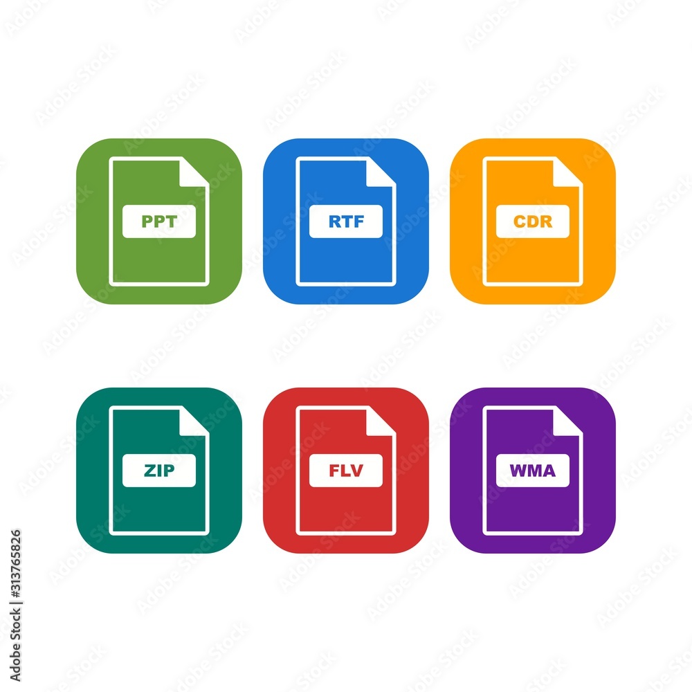6 Set Of file formats icons isolated on white background... Stock ...