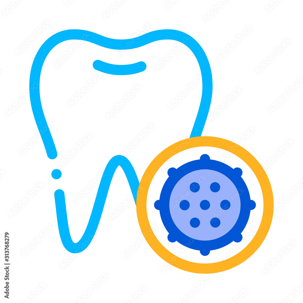 Bacteria Germ And Tooth Vector Thin Line Sign Icon. Infection Micro ...