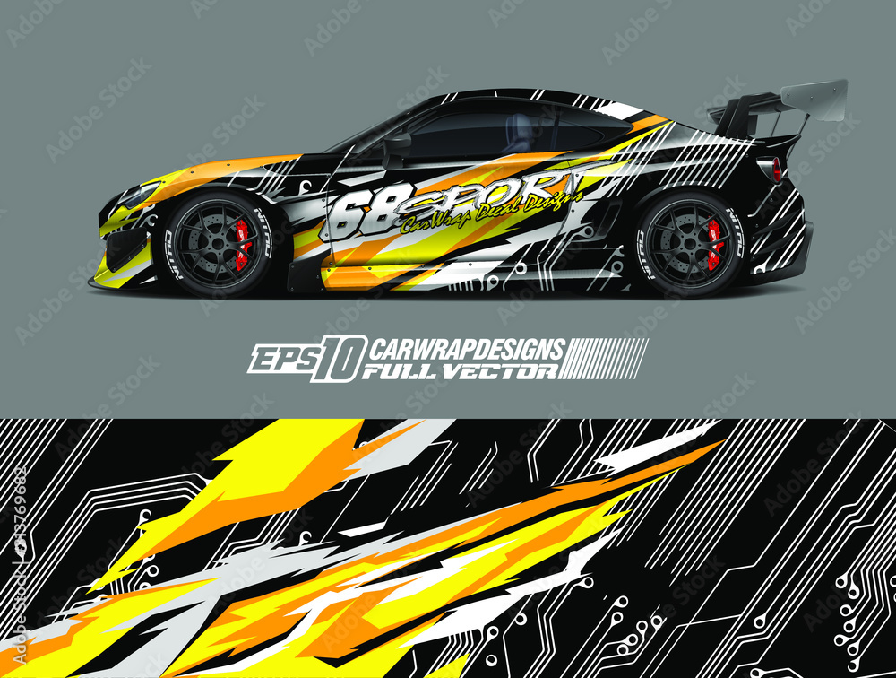 Drift car graphic livery design vector. Graphic abstract stripe racing ...